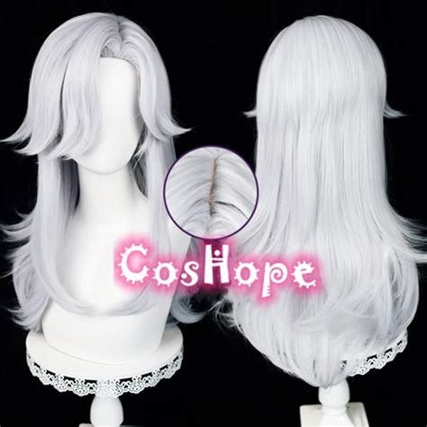 Silver White Cyno Cosplay Wig 62cm Heat Resistant Anime Halloween