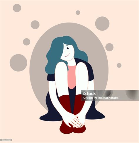 現代女孩坐著擁抱雙腿向量圖形及更多一個人圖片 一個人 人 人的手臂 Istock
