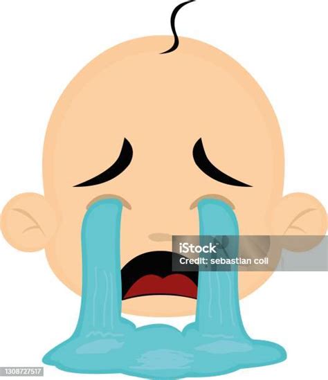 슬픈 표정과 울고 있는 아기의 머리 벡터 이모티콘 일러스트 만화 귀여운에 대한 스톡 벡터 아트 및 기타 이미지 귀여운 남성 남자 아기 Istock