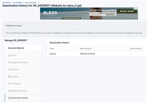 deleted accounts hosting support infinityfree forum