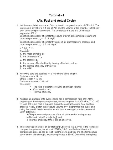 Tutorial Assignment Pdf Internal Combustion Engine Diesel Engine