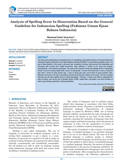 Pdf Analysis Of Spelling Error In Dissertation Based On The General