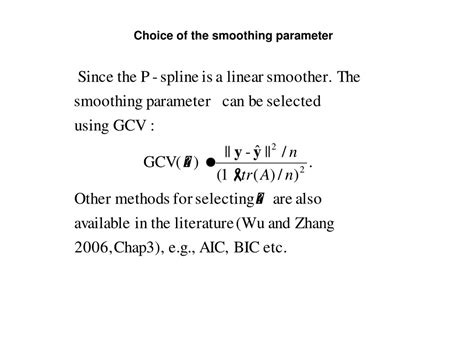 Ppt Smoothing Splines Penalized Splines Powerpoint Presentation Free