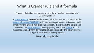 Application Of Cramer Rule In Daily Life Best Example PPTX