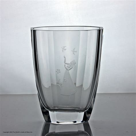 Sven Palmqvist For Orrefors Etched Glass Vase The World Is Made Of Glass