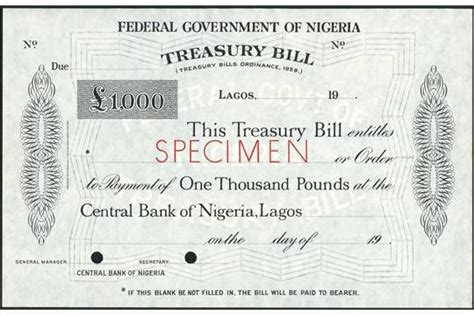 Treasury Bill Specimen Certificate
