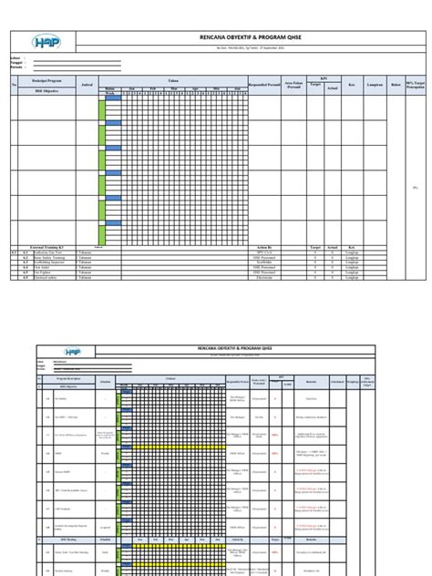 Fm Hse 003 Rencana Qhse Objectives And Program Pdf Occupational Safety And Health Safety