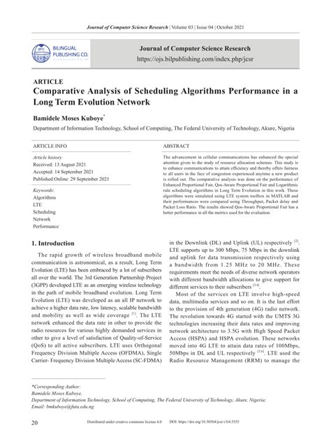 Pdf Comparative Analysis Of Scheduling Algorithms Performance In A