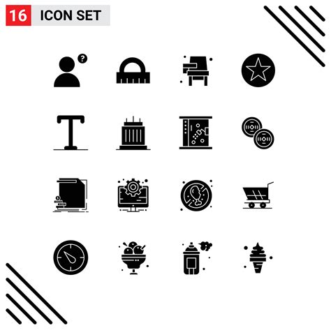 Modern Set Of 16 Solid Glyphs And Symbols Such As Text Bold Learning Star Decoration Editable