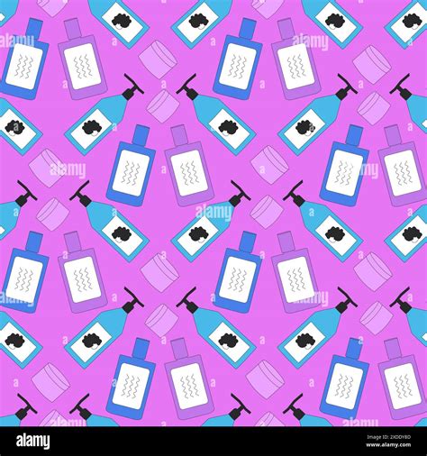 Hair Cosmetics Seamless Pattern Styling And Haircare Repeat Background Bottles Of Gel Shampoo