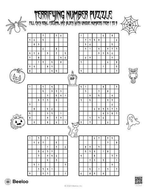 Halloween Themed Sudoku Puzzles • Beeloo Printable Crafts And