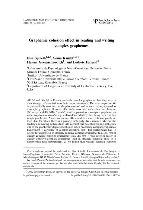 Pdf Graphemic Cohesion Effect In Reading And Writing Complex Graphemes Dokumen Tips