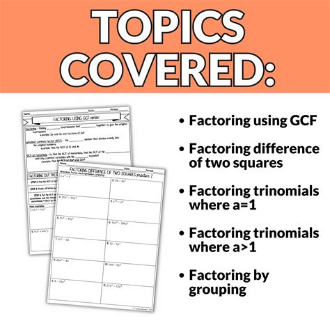 Factoring Polynomials Using Multiple Methods Notes And Worksheets For Algebra 1 Lindsay Bowden