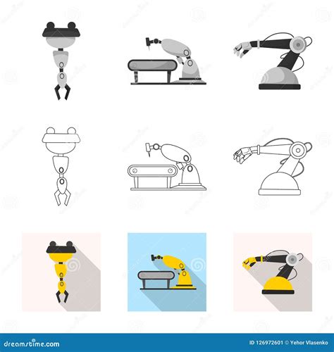 Vector Design Of Robot And Factory Sign Collection Of Robot And Space Stock Vector Illustration