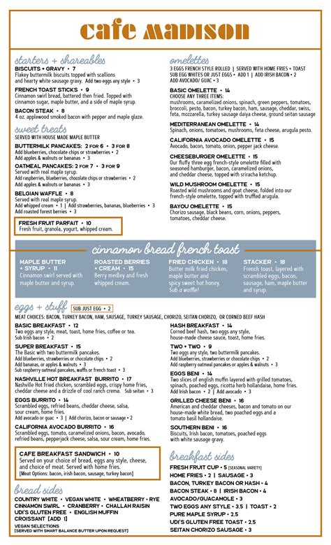 Madison Ave Info — Cafe Madison