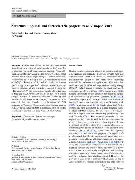 Pdf Structural Optical And Ferroelectric Properties Of Cu Cr And Li Doped Zno