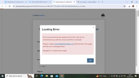 Rangeerror Invalid Array Length Unable To Load Form And Enter Data Form Building
