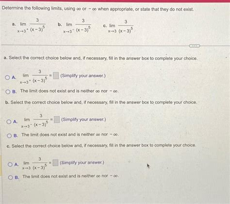 Solved Determine The Following Limits Using Or When Chegg Com