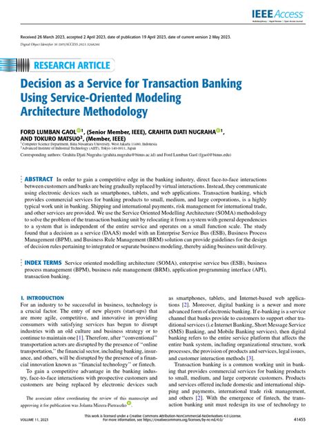 decision as a service for transaction banking using service oriented