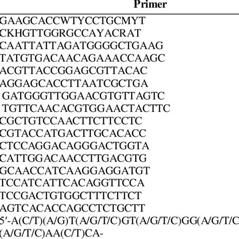 Primer Pairs Used In This Research Download Scientific Diagram