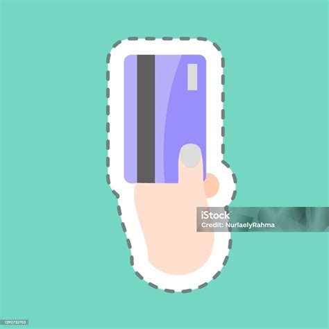 스티커 라인 컷 신용 카드 보유 손 동작 기호에 적합합니다 편집 가능한 간단한 디자인 디자인 템플릿 벡터 간단한 기호 그림 가상