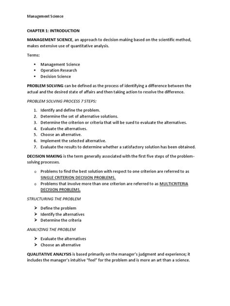 Management Science Pdf Mathematical Optimization Linear Programming