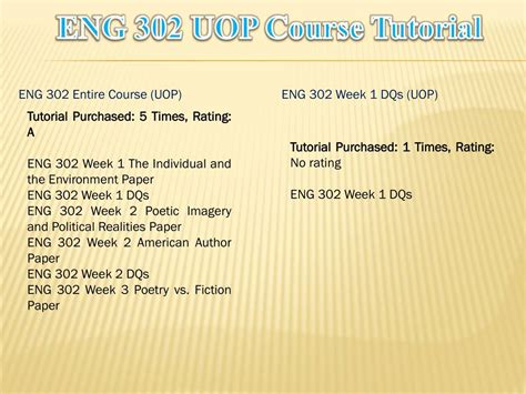 PPT ENG UOP Course Tutorial Tutorial Rank PowerPoint Presentation ID