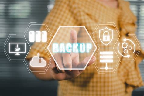 Person Hand Touching Backup Icon On Virtual Screen Stock Image Image