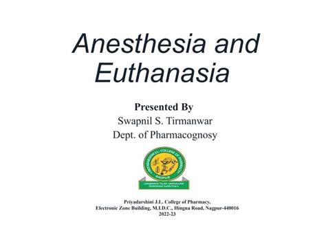 Anethesia And Euthanasia Presentation Newpptx