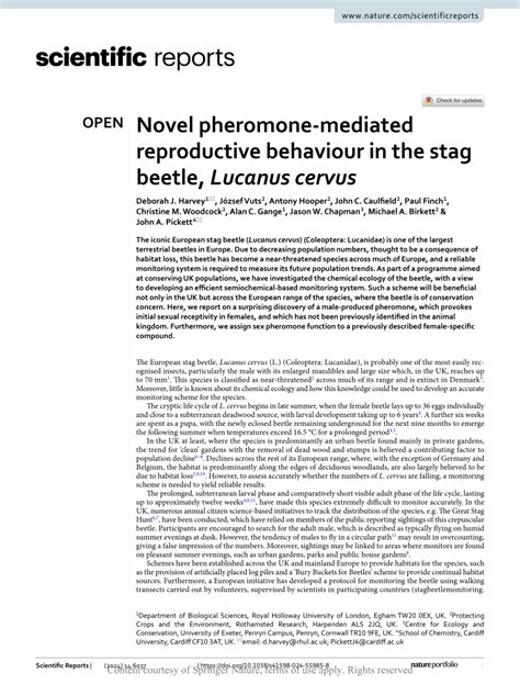 Pdf Novel Pheromone Mediated Reproductive Behaviour In The Stag