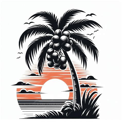 Coconut Tree Silhouette Vector Premium Ai Generated Image