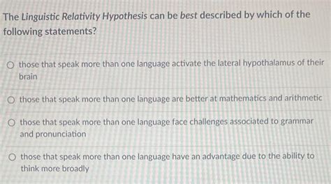 Solved The Linguistic Relativity Hypothesis Can Be Best
