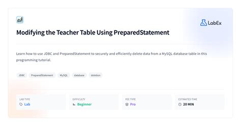 jdbc and preparedstatement mysql database deletion labex