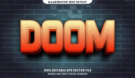 Premium Vector Doom 3d Editable Text Style Effect