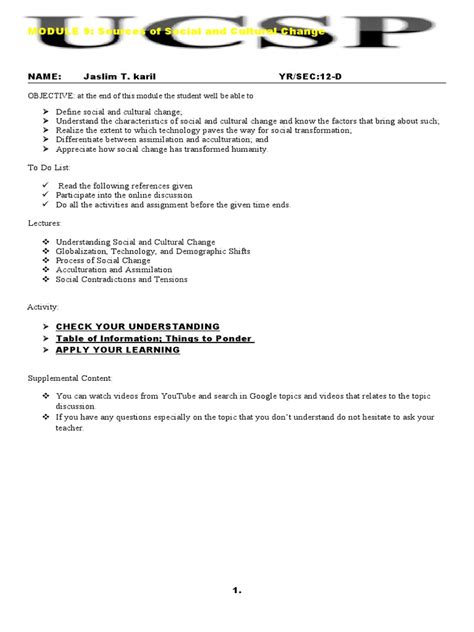Ucsp Module 9 Activity Sheets Pdf Cognition Communication