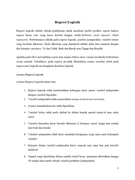 Panduan Regresi Logistik Pdf