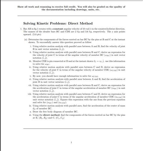 Solved 1 Bar AB In Fig 1 Rotates With A Constant Angular Chegg Com