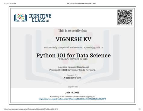 Developer Network Ibmcertification Share Vignesh K V