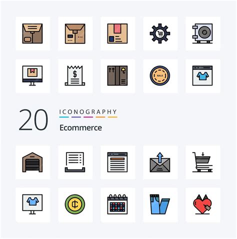 Premium Vector 20 Ecommerce Line Filled Color Icon Pack Like Cart Outline Add Email Website