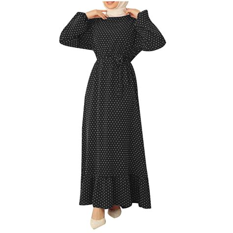 Fakkduk Womens Casual Maxi Dress Muslim Dress For Women Full Cover Long