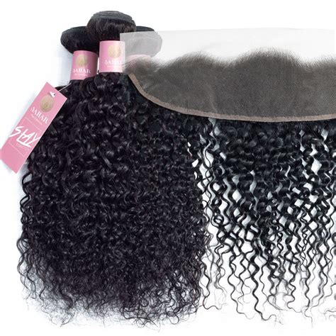 Human Hair Bundle And Frontal Jerry Curl Black Sahar Hair