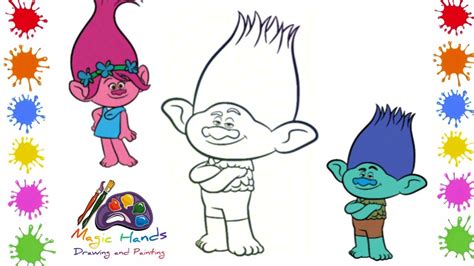 How To Draw Branch Trolls Drawing And Coloring Page YouTube