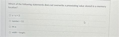 Solved Which Of The Following Statements Does Not Overwrite Chegg