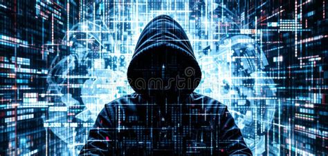 Cybercriminal Stealing Data Global Internet Security Threat And Computer Crime Concept Stock