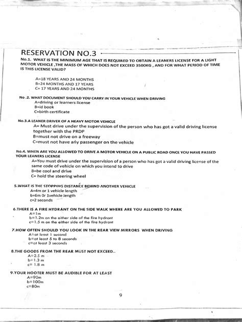 Learners Test Questions Pdf