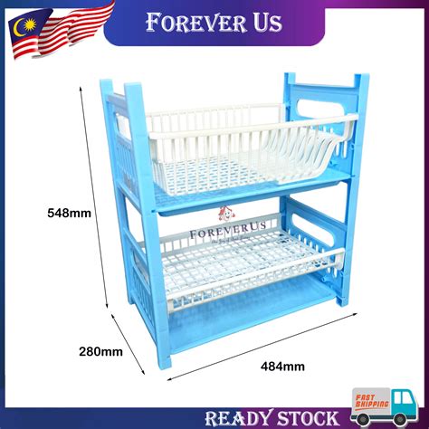 Multipurpose 2 Tier Premium Plastic Dish Drainer Kitchen Storage