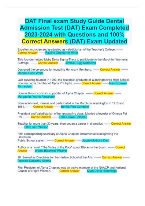 Dat Final Exam Dental Admission Test Dat Exam Completed With