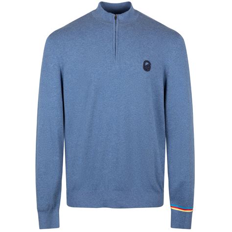 Coty 14 Zip Sweater Logo Heather Dusty Blue