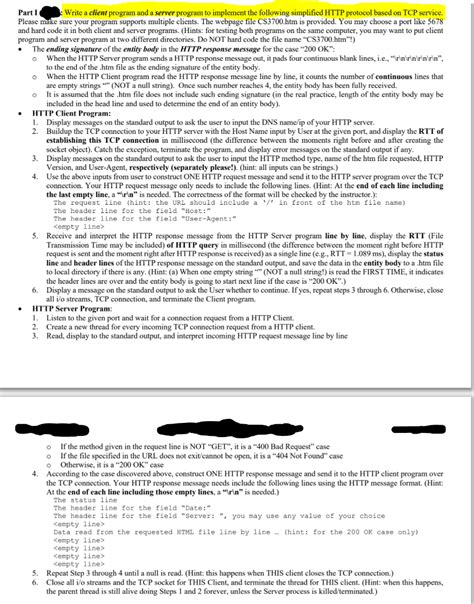 Part I Write A Client Program And A Server Program To Chegg