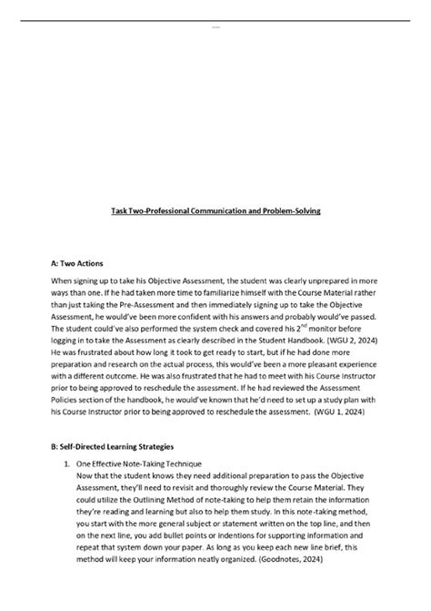 Wgu D389 Task 2 Effective Communication And Strategies For Objective Assessment 2025 2026 D389
